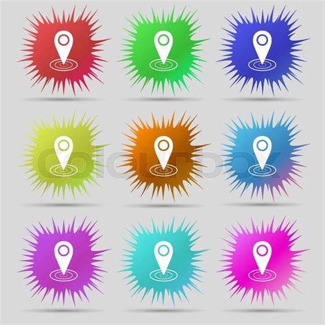 Map Pointer Icon Sign Nine Original Needle Buttons Vector Colourbox