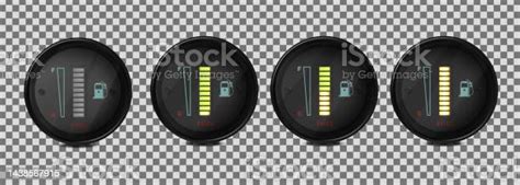 자동차의 연료 레벨 표시기의 벡터 현실적인 3d 세트 투명한 배경에 그림입니다 0명에 대한 스톡 벡터 아트 및 기타 이미지