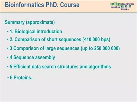 PPT Bioinformatics PhD Course PowerPoint Presentation Free Download ID 5412725