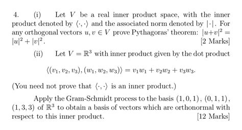 Solved 4 I Let V Be A Real Inner Product Space With The