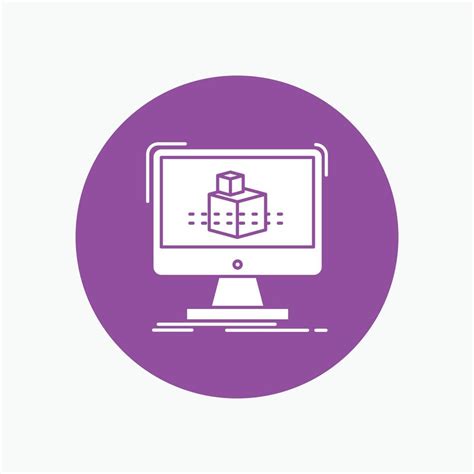 3d Cube Dimensional Modelling Sketch White Glyph Icon In Circle