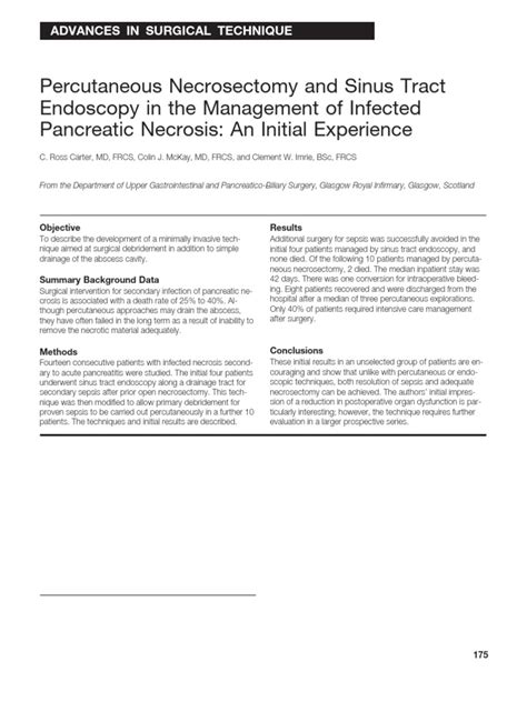 Percutaneous Necrosectomy And Sinus Tract Pdf Medical Specialties