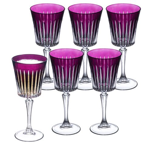 Barski Colored Wine Glasses Set Of 6 Wine Goblets Glassware Water