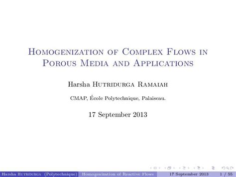 Pdf Homogenization Of Complexflows In Porous Mediaand Homogenization Of Complexflows In