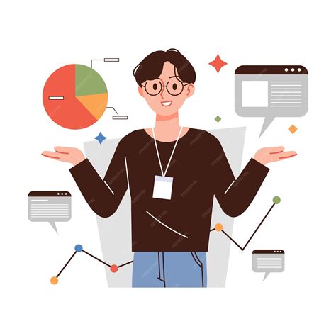Premium Vector Man Collecting Data And Analyzing Information
