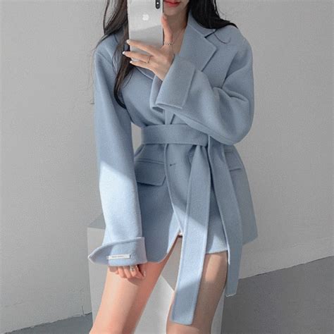 봄신상 울자켓 숏코트 데일리 세미정장 포켓 루즈핏 벨트 봄 가을 겨울 정장 자켓 코트 아우터 하객룩 오피스룩