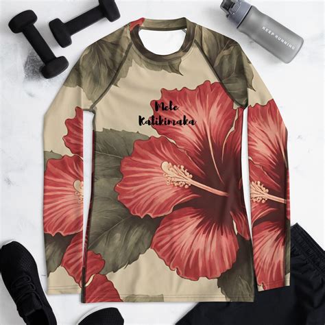 Mele Kalikimaka Rash Guard Hibiscus Flower Rash Guard Hawaii Etsy