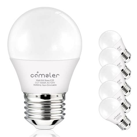 Comzler 6w A15 Led Bulb Daylight 60 Watt Equivalent E26 Medium Screw