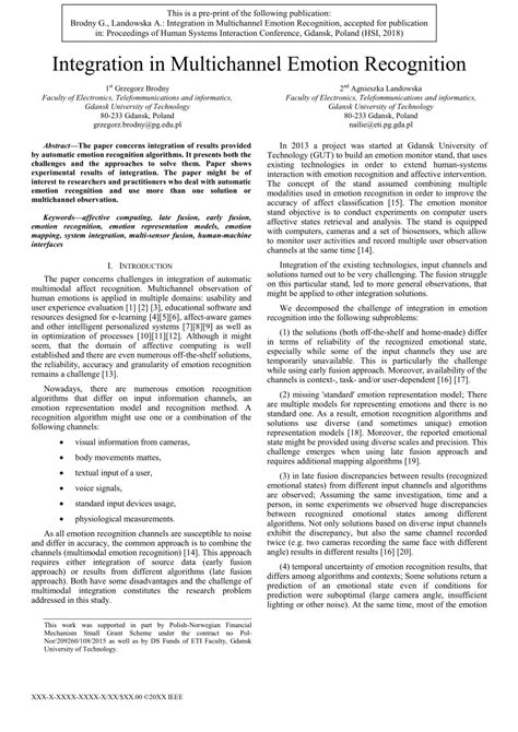 PDF Integration In Multichannel Emotion Recognition