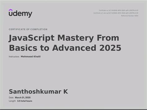 Javascript Webdevelopment Udemy Santhoshkumar K
