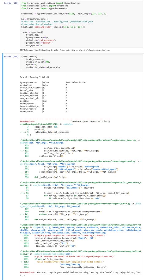 runtimeerror you must compile your model before training testing use