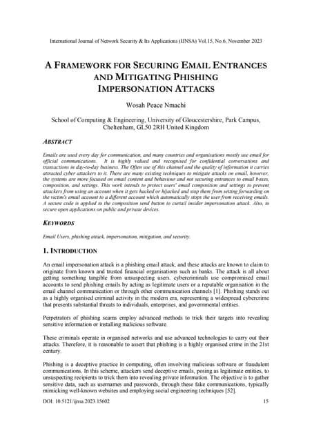 A Framework For Securing Email Entrances And Mitigating Phishing