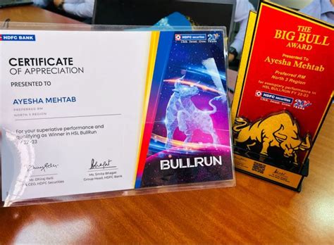 ayesha mehtab on linkedin bullrunaward hdfcsecurities bankerlife