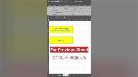 Shortcut Key To Go To Previous And Next Sheet In Ms Excel Ytshorts