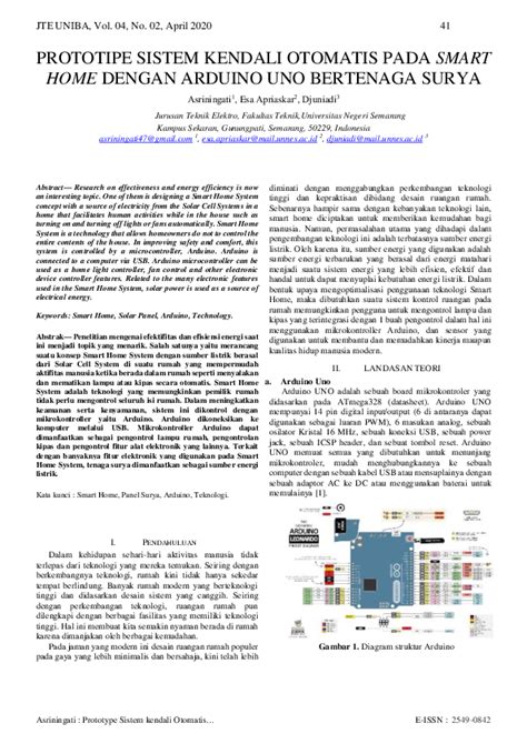 Pdf Prototipe Sistem Kendali Otomatis Pada Smart Home Dengan Arduino Uno Bertenaga Surya