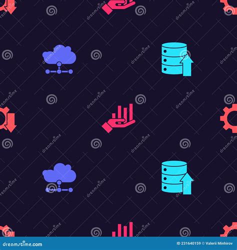 set server data web hosting network cloud connection pie chart