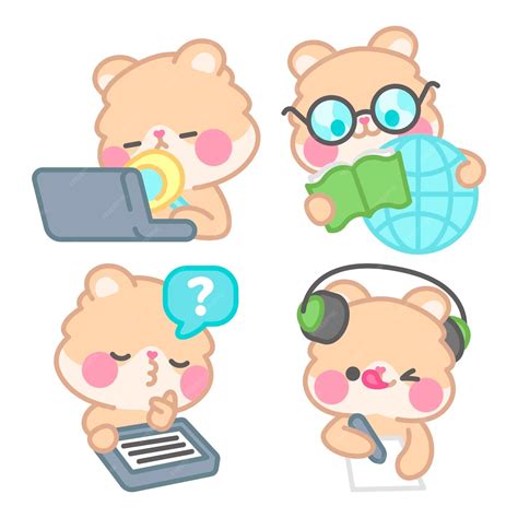 Free Vector E Learning Stickers Collection With Kimchi The Hamster
