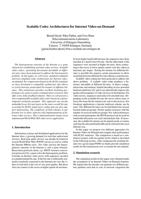 Pdf Scalable Codec Architectures For Internet Video On Demand
