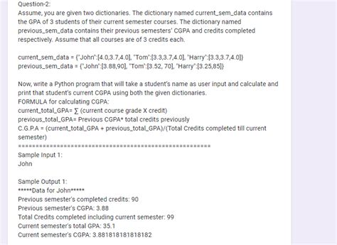 Solved Question 2 Assume You Are Given Two Dictionaries