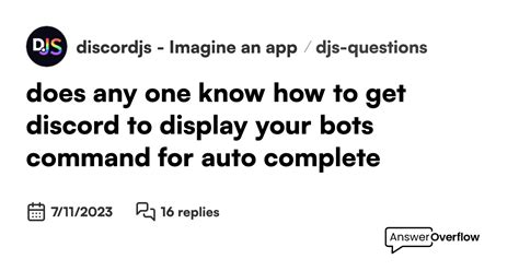 Does Any One Know How To Get Discord To Display Your Bots Command For