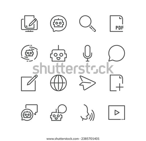 Set Ai Chat Bot Related Icons Stock Vector Royalty Free 2385701401 Shutterstock