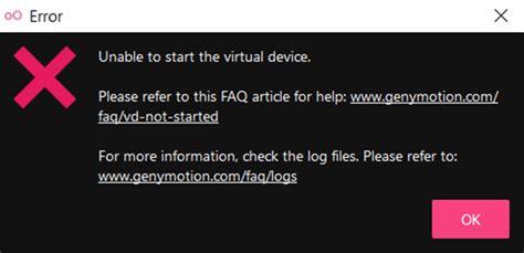 Troubleshooting For Genymotion Error “unable To Start The Virtual