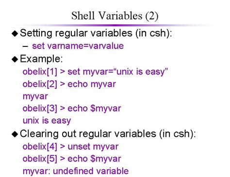 shell environments the shell environment u shell environment