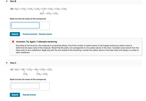 Solved Part B (b) H;C-CH2 CH2 CH2-CH CH2 CH2 CHs H2C CH2-CH3 | Chegg.com