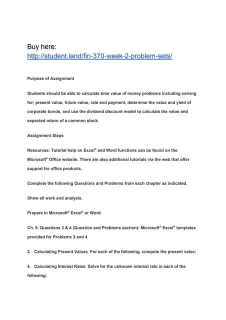 fin 370 week 2 problem sets pdf