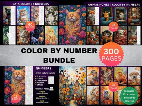 Ultimate Procreate Color By Numbers Bundle Paint By Numbers Procreate Coloring Adults Coloring