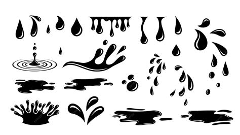 Premium Vector Puddles Drops Splashing Water Dripping Liquid Elements
