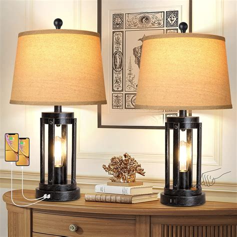 Drawealth Table Lamps For Bedrooms Set Of 2 Farmhouse Bedside Lamps For