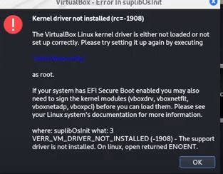 Fixed VirtualBox Kernel Driver Not Installed Error Rc Tools Pond