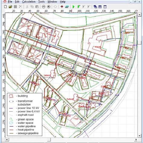 the window of the software package with the loaded scheme of the urban