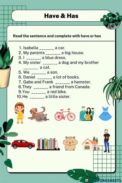 Ejercicio Interactivo De Have Has English As A Second Language