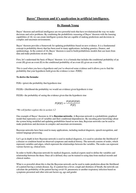 SOLUTION Bayes Theorem And Its Application In Ai Studypool