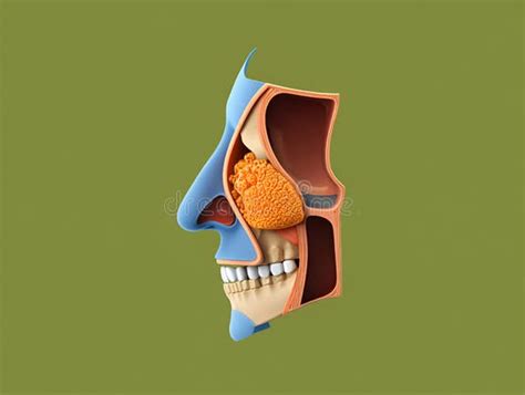 Nasal Polyps Anatomical Cross Section Of Human Nasal Cavity And Sinuses