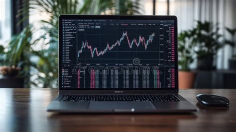 Laptop Displaying Stock Market Data And Charts Stock Illustration Illustration Of