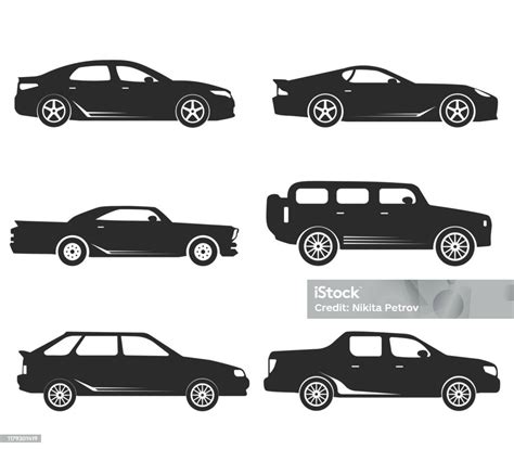 자동차 유형 아이콘 설정 흰색 배경에 격리 된 벡터 검은 색 그림입니다 제목웹용 모델 자동차 바디 실루엣의 변형 벡터에 대한 스톡 벡터 아트 및 기타 이미지 Istock