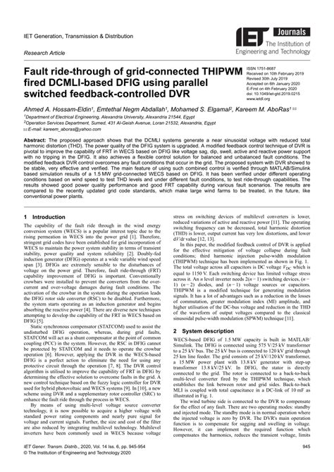 Pdf Fault Ride Through Of Grid Connected Thipwm Fired Dcmli Based
