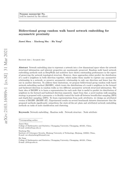 pdf bidirectional group random walk based network embedding for