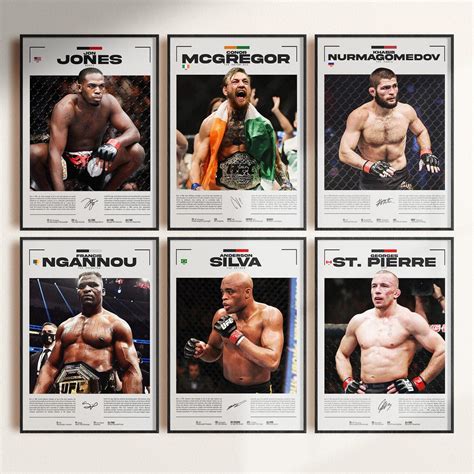 Ufc Legends Posters Set Jon Jones Conor Mcgregor Khabib Nurmagomedov