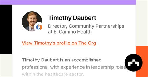 Timothy Daubert Director Community Partnerships At El Camino Health