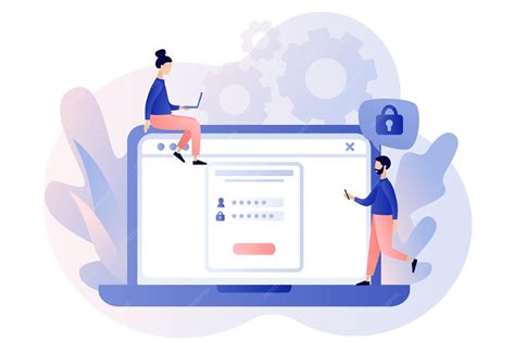 Premium Vector Account Login And Password On Laptop Screen Data Protection Cyber Security