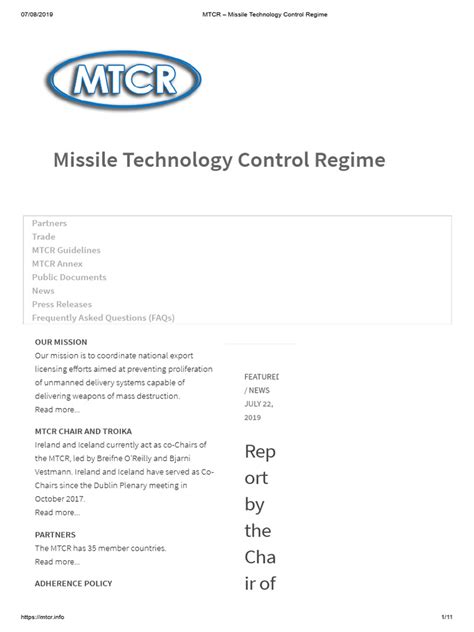 Mtcr Missile Technology Control Regime Pdf Projectile Weapons
