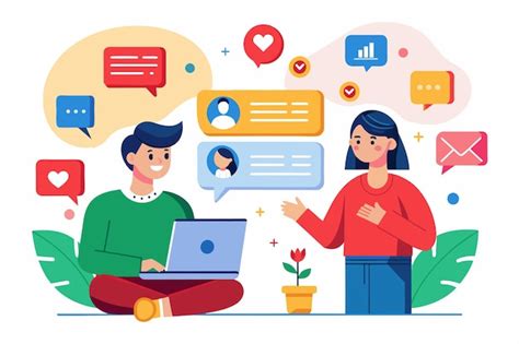 Premium Vector A Man And Woman Are Seated On The Floor Both Focused On Their Laptops