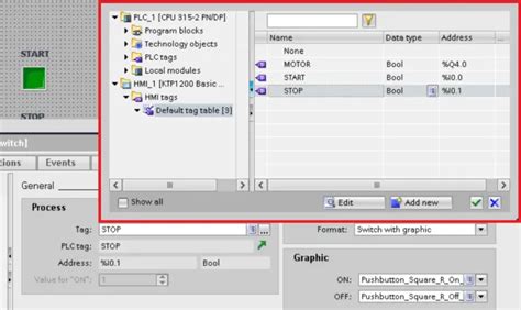 configuration of input and output tags in siemens scada and plc