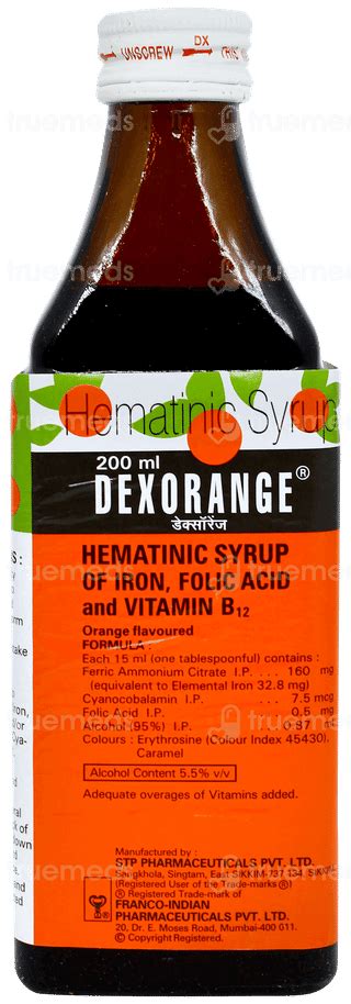 Dexorange Orange Flavoured Hematinic Syrup Uses Side Effects Price