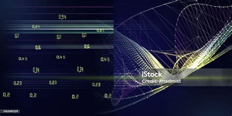 Big Data Abstract Background Polygonal Grid And Data On Dark Blue Presenting Concept Of