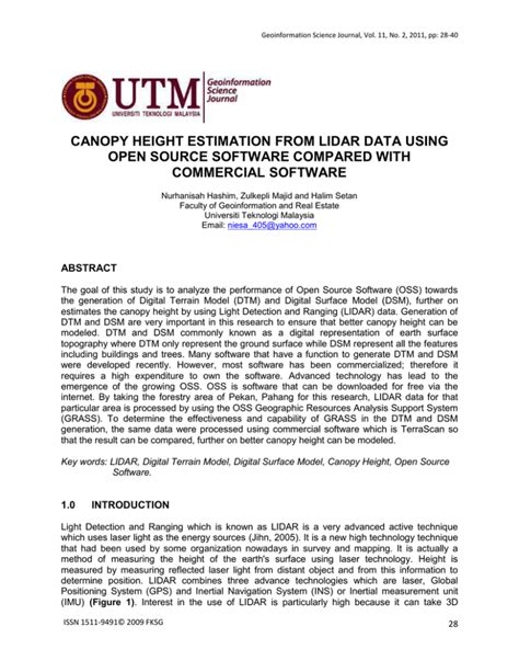 Canopy Height Estimation From Lidar Data Using Commercial Software
